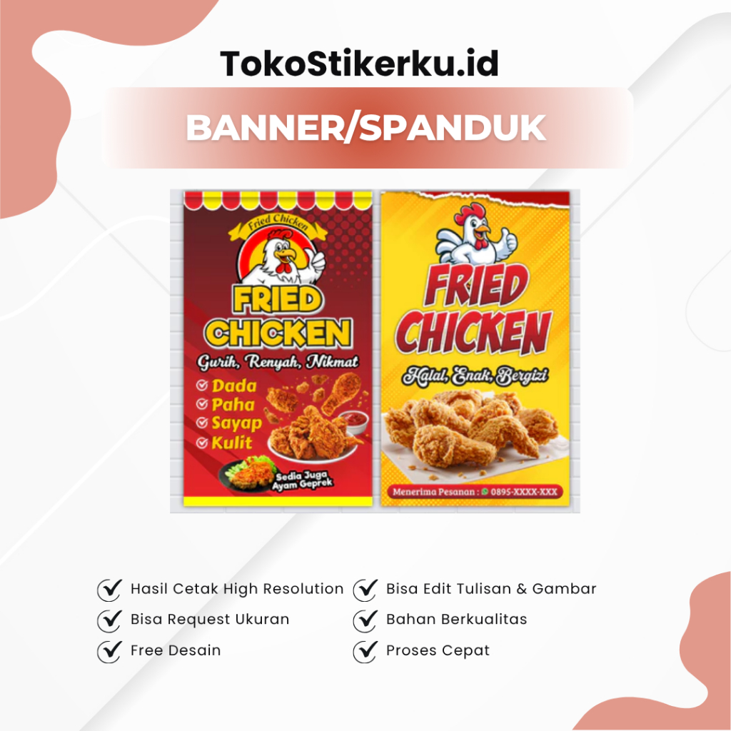 Jual Spanduk Banner Fried Chicken / Ayam Goreng Stand Berdiri | Shopee ...