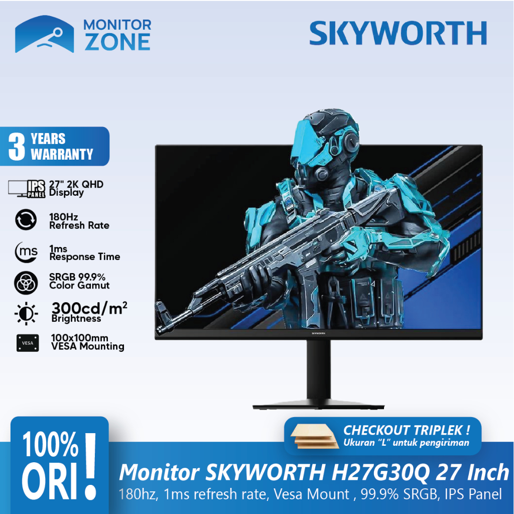 Jual Skyworth LED Monitor Gaming H27G30Q 27" IPS 2K QHD 180Hz 1ms HDMI ...