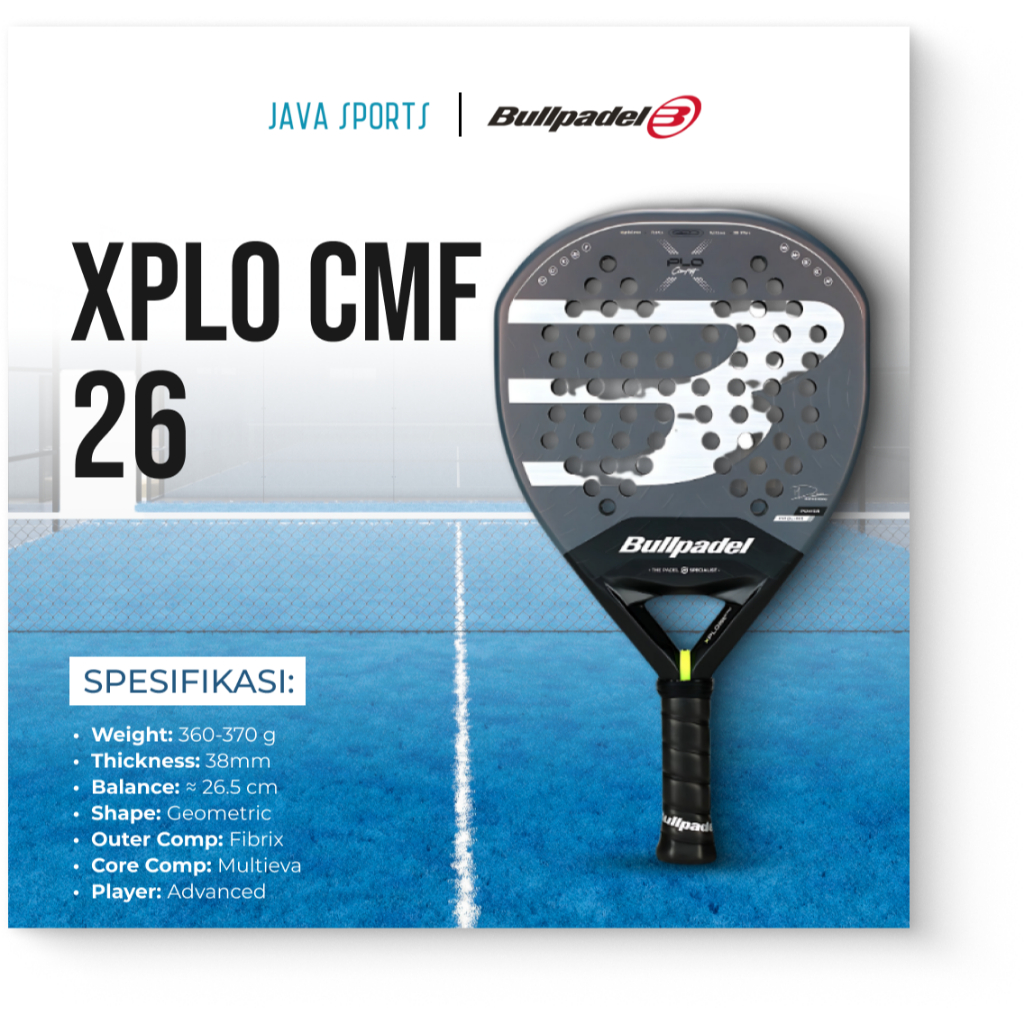 Jual Raket Padel Tenis Bullpadel XPLO CMF 26 Original Bull Padel XPLO ...
