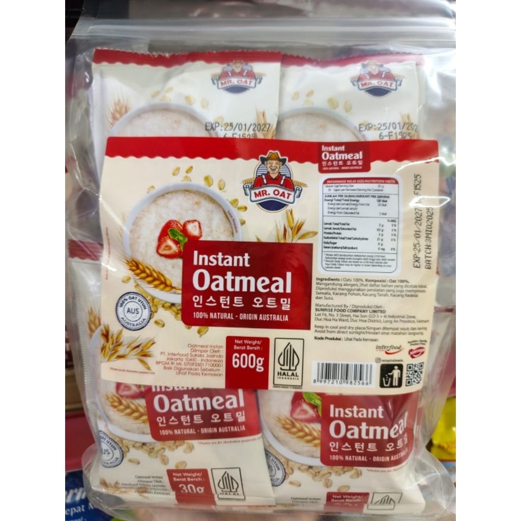 Jual Mr OAT Sachet Instant Oatmeal 100% Oat Utuh Australia 600gr ...