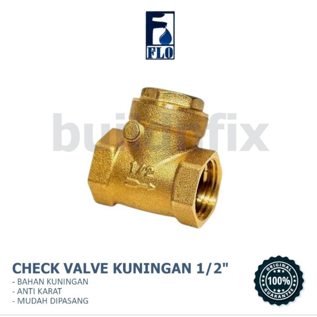 Jual FLO CHECK VALVE KUNINGAN 1/2 INCH STOP KRAN | Shopee Indonesia