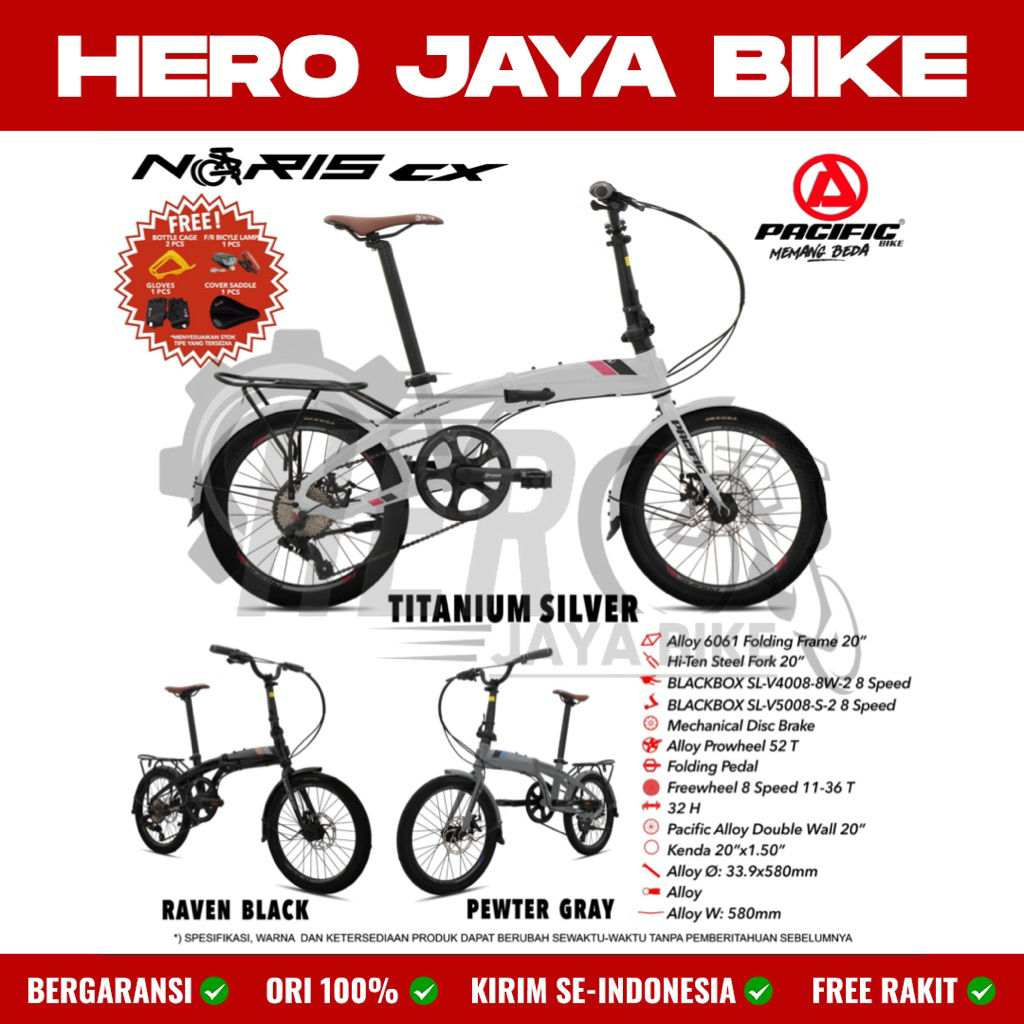 Jual PACIFIC Sepeda Lipat PACIFIC NORIS CX Ukuran 20Inch Folding Bike 8 ...