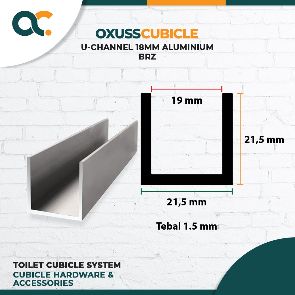 Jual U-Channel Partisi Cubicle 18MM Aluminium (6m) Oxuss Cubicle - Brz ...