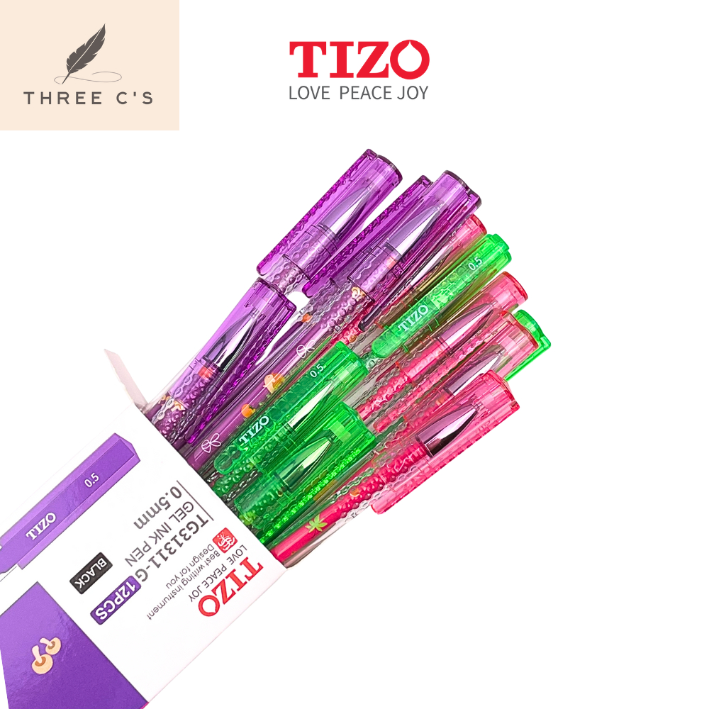 Jual Gel Pen Pulpen Pena Hitam TIZO Fancy 0.5mm 1 Pack 12pcs TG31311-G ...