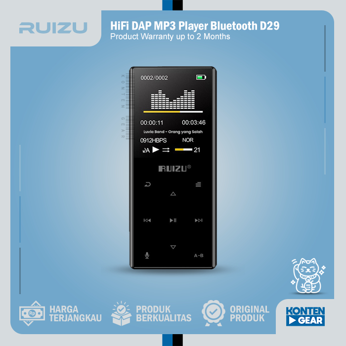 Jual Ruizu HiFi Digital Audio Player DAP MP3 Player Bluetooth 8GB D29 ...