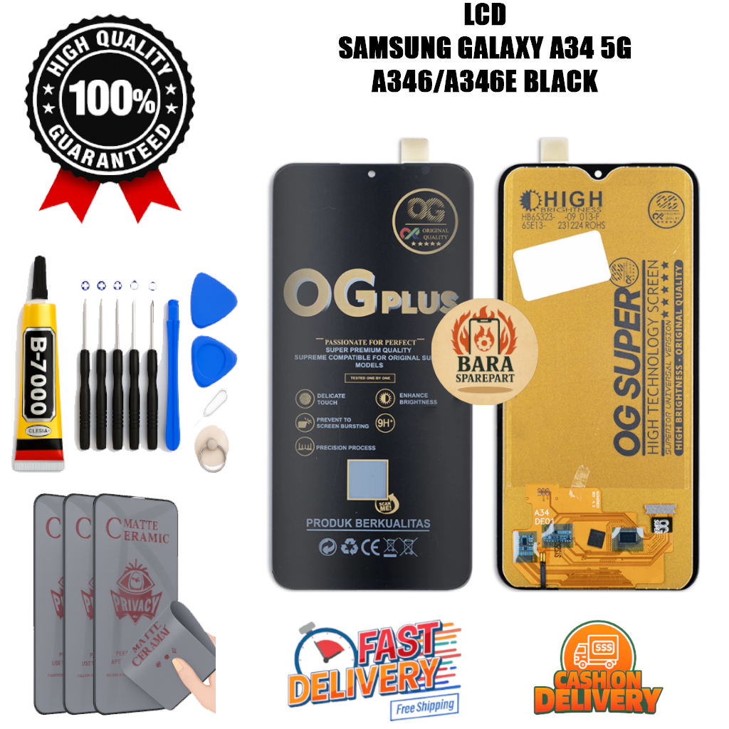 Jual LCD+TS SAMSUNG GALAXY A34 5G/A346/A346E BLACK OG SUPER 6.2 ...