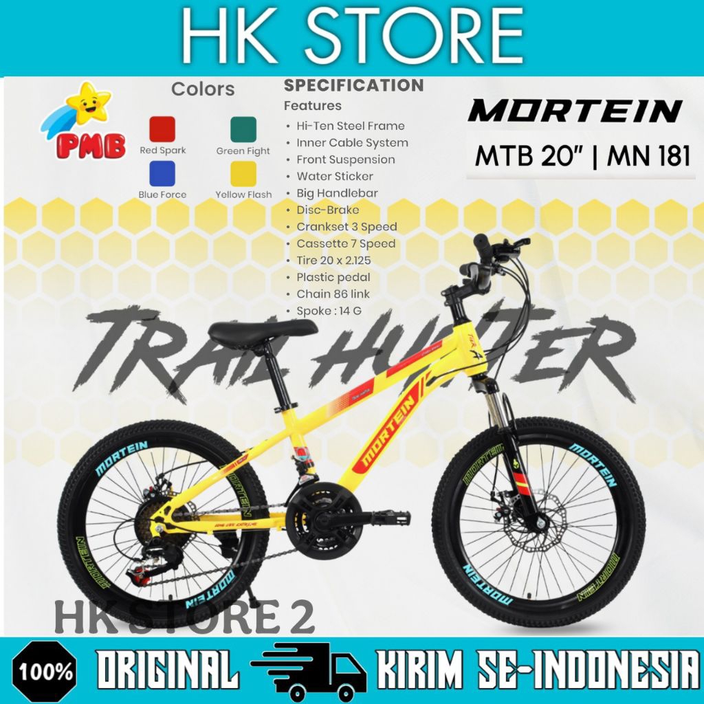 Jual Sepeda MTB GUNUNG PMB MORTEIN MN 181 Ukuran 20 Inch 7 Speed ...