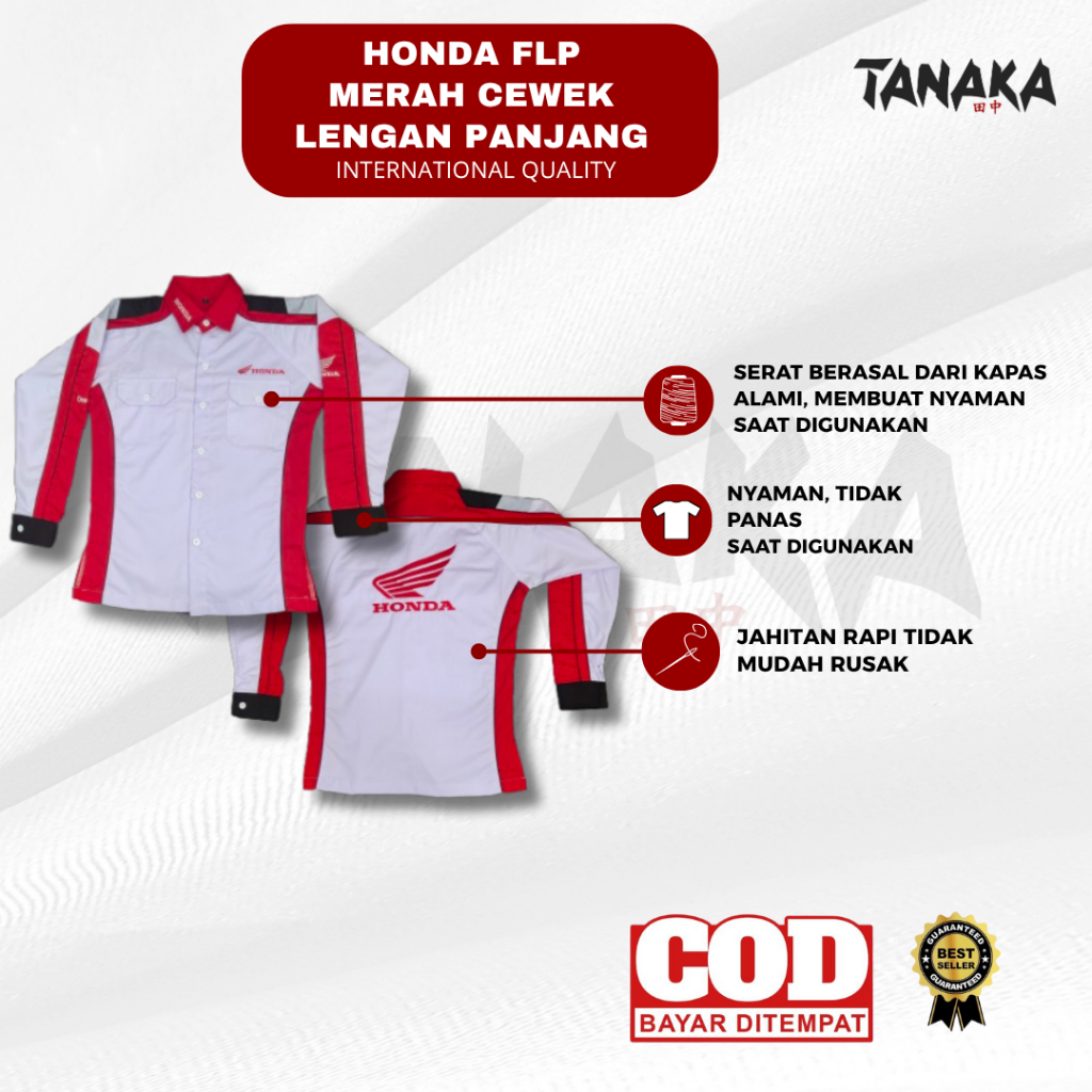 Jual Seragam Honda Frontline People (FLP) Kerah Merah Lengan Panjang ...