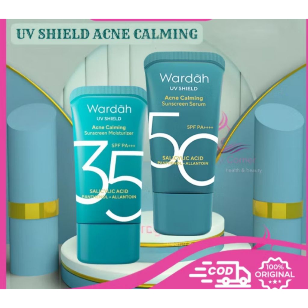 Jual Wardah Uv Shield Acne Calming Sunscreen Moisturizer warna hijau ...