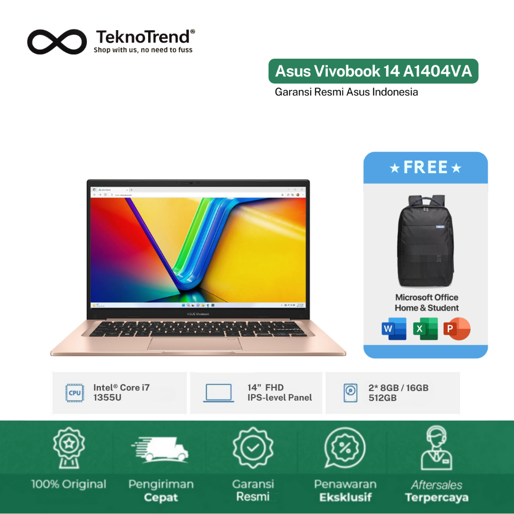 Jual Asus Vivobook 14 A1404VA i7-1355U 16GB/512GB 14" FHD Garansi Resmi ...