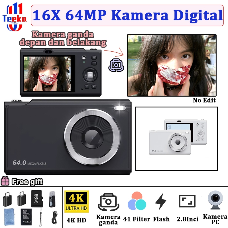 Jual TEEKA [X2S] 64MP 16X Kamera Digital 4K Digital Zoom Kamera 40 Efek ...