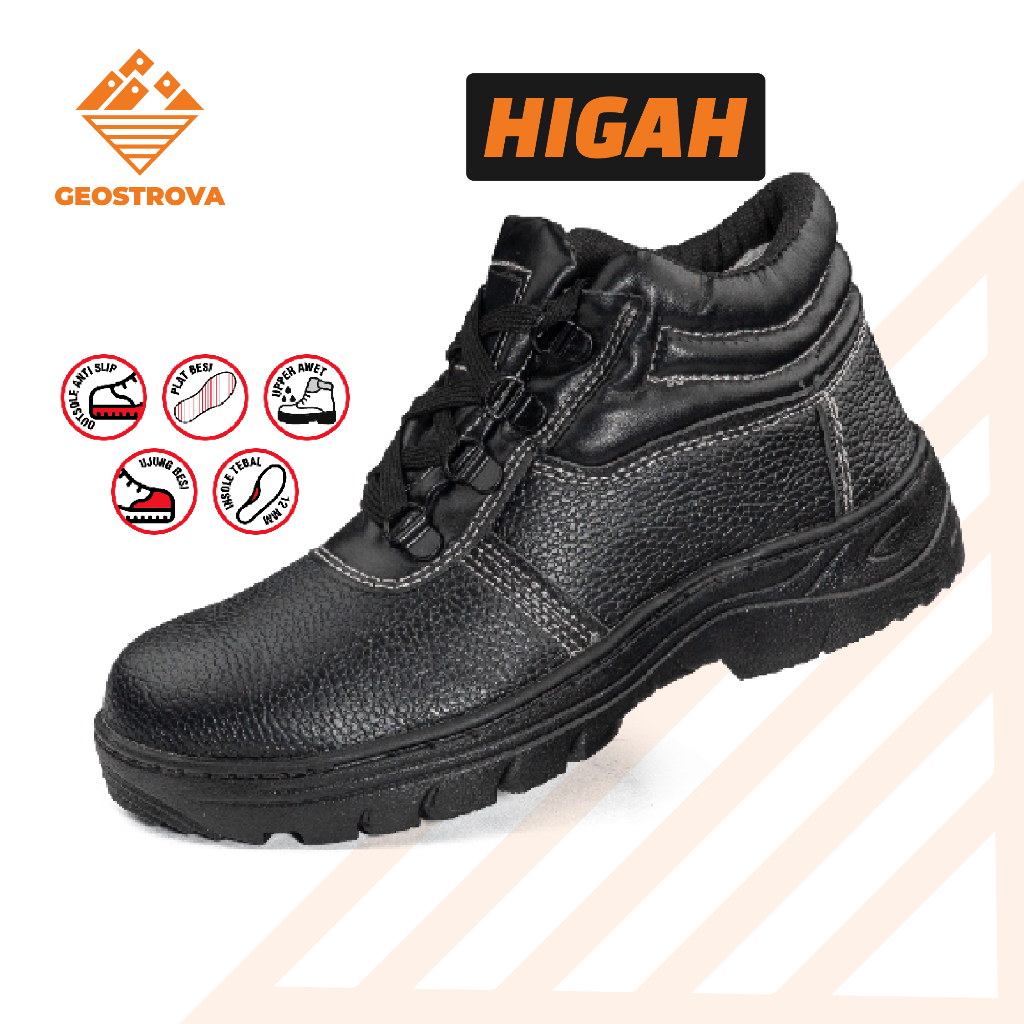Jual GEOSTROVA Sepatu Safety Pria Wanita Higah - Boots Ujung Besi Slip ...