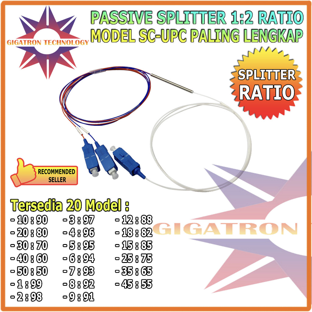 Jual Spliter Rasio 1:2 Splitter Ratio SC UPC Splitter Ratio Fiber Optic ...