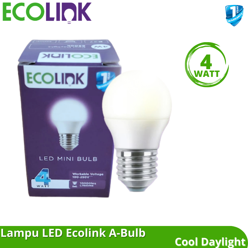 Jual Lampu Led Ecolink Minibulb 4 Watt Fitting E27 Warna Cool Day Light ...