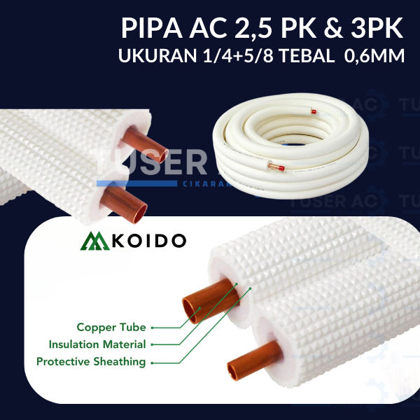 Jual KOIDO Pipa ac 2,5PK 3PK untuk AC 2,5PK 3PK ukuran 1/4 5/8 tebel 0 ...