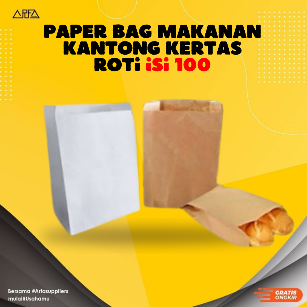 Jual Paper Bag Makanan Kantong Kertas Roti isi 100 | Shopee Indonesia