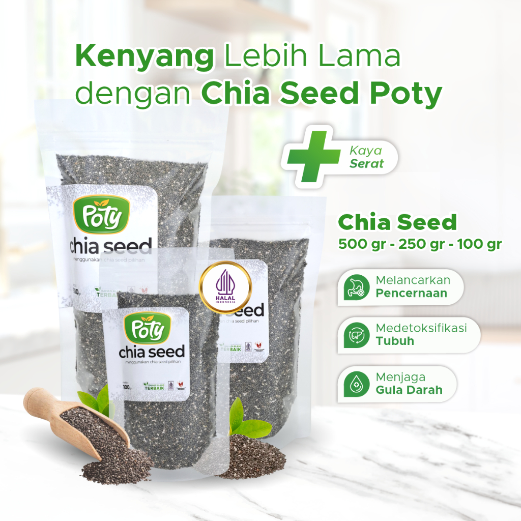 Jual Chia Seeds Organic Untu Diet 1 kg 500 gr 100gr Poty | Shopee Indonesia
