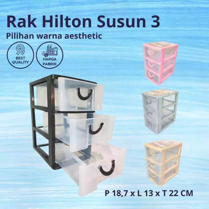 Jual RAK LACI MINI Hilton susun 3 - Kotak Make Up/ Laci Mini Aesthetic ...