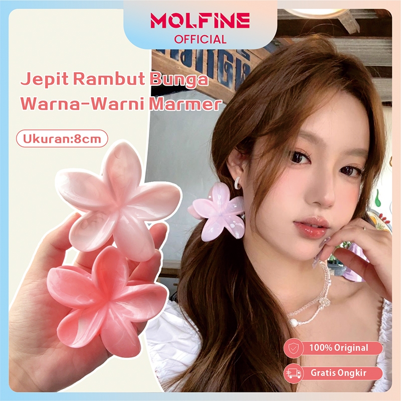 Jual MOLFINE Jepit Rambut Pola Bunga Marmer 8CM Jepit Rambut Bunga ...
