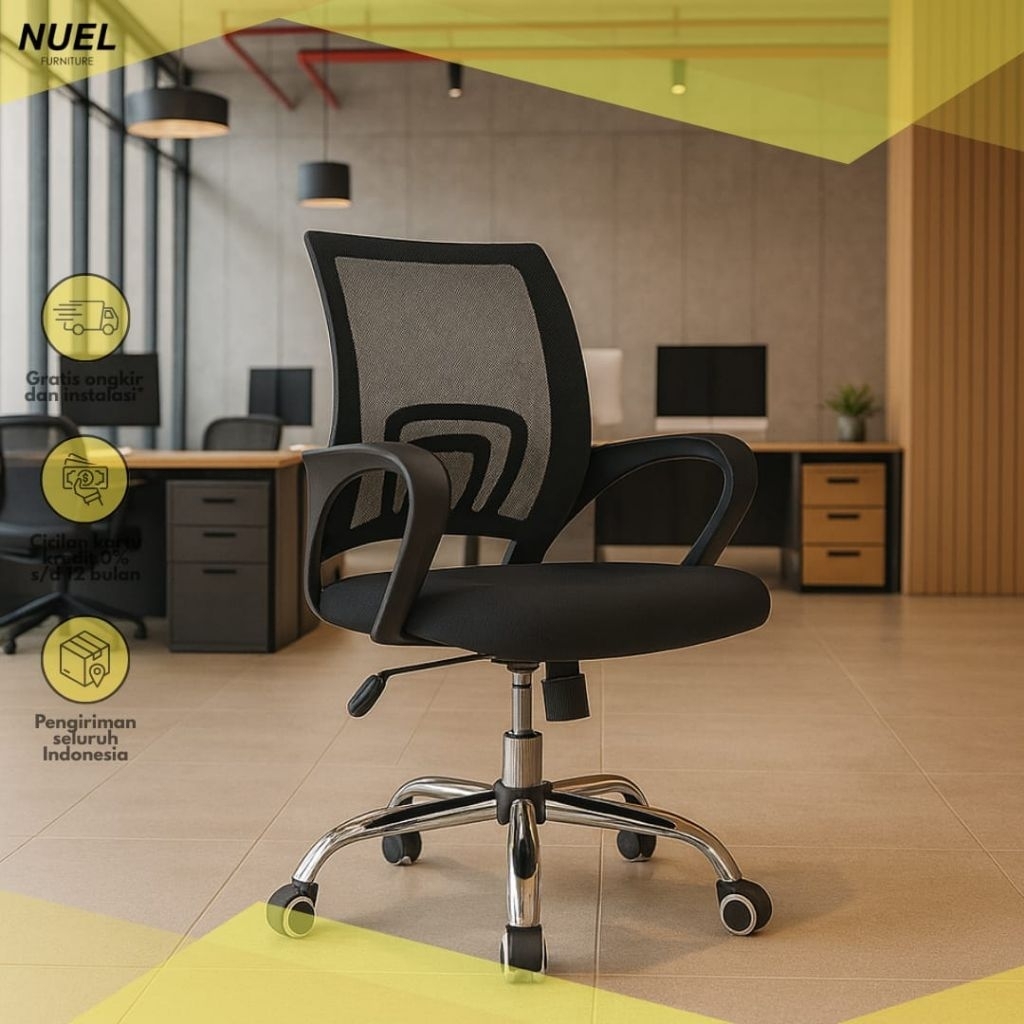 Jual Kursi Kerja Staff Kantor Model Jaring dan Kaki Stainless | Kursi ...