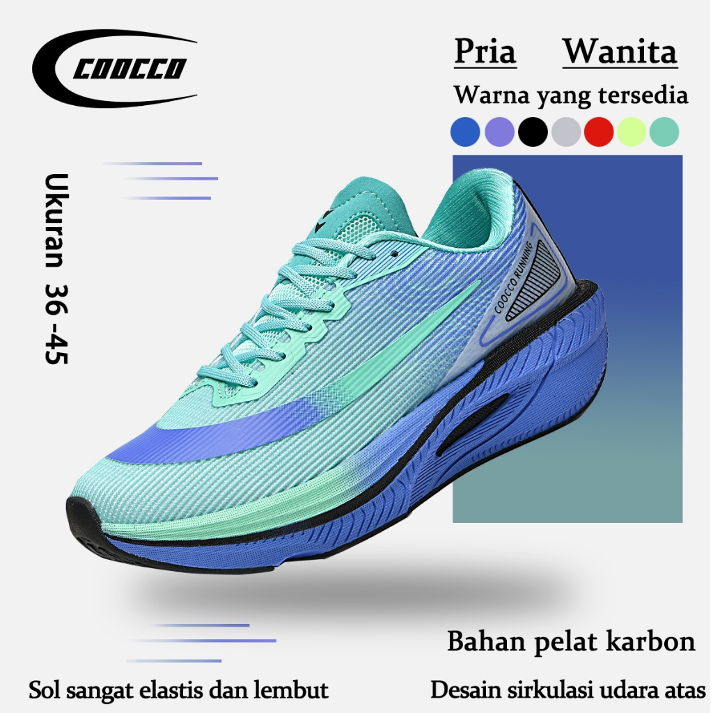 Jual COOCCO IMPORT SEPATU RUNNING UNISEX SEPATU LARI PELAT KARBON BLUE ...