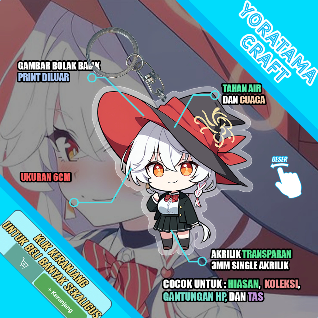 Jual Gantungan Kunci Shirao Eri Blue Archive, Keychain Anime Lucu ...