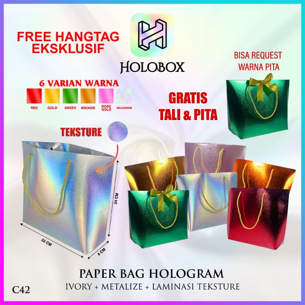Jual Paper Bag Souvenir Metalize Hologram/Tas Kado Hadiah Pernikahan ...