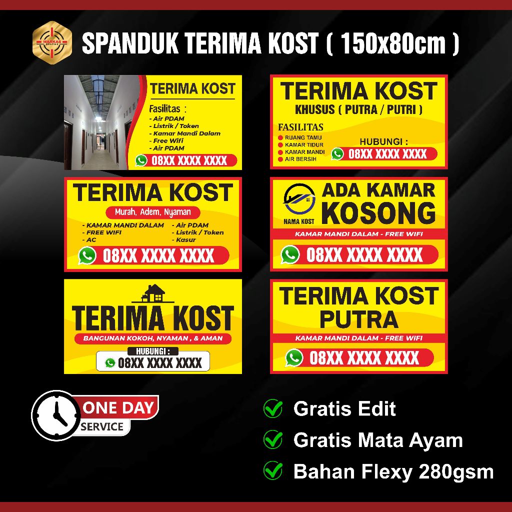 Jual [ 150x80cm ] Spanduk Banner Terima Kost / Ada Kost Kosong | Shopee ...