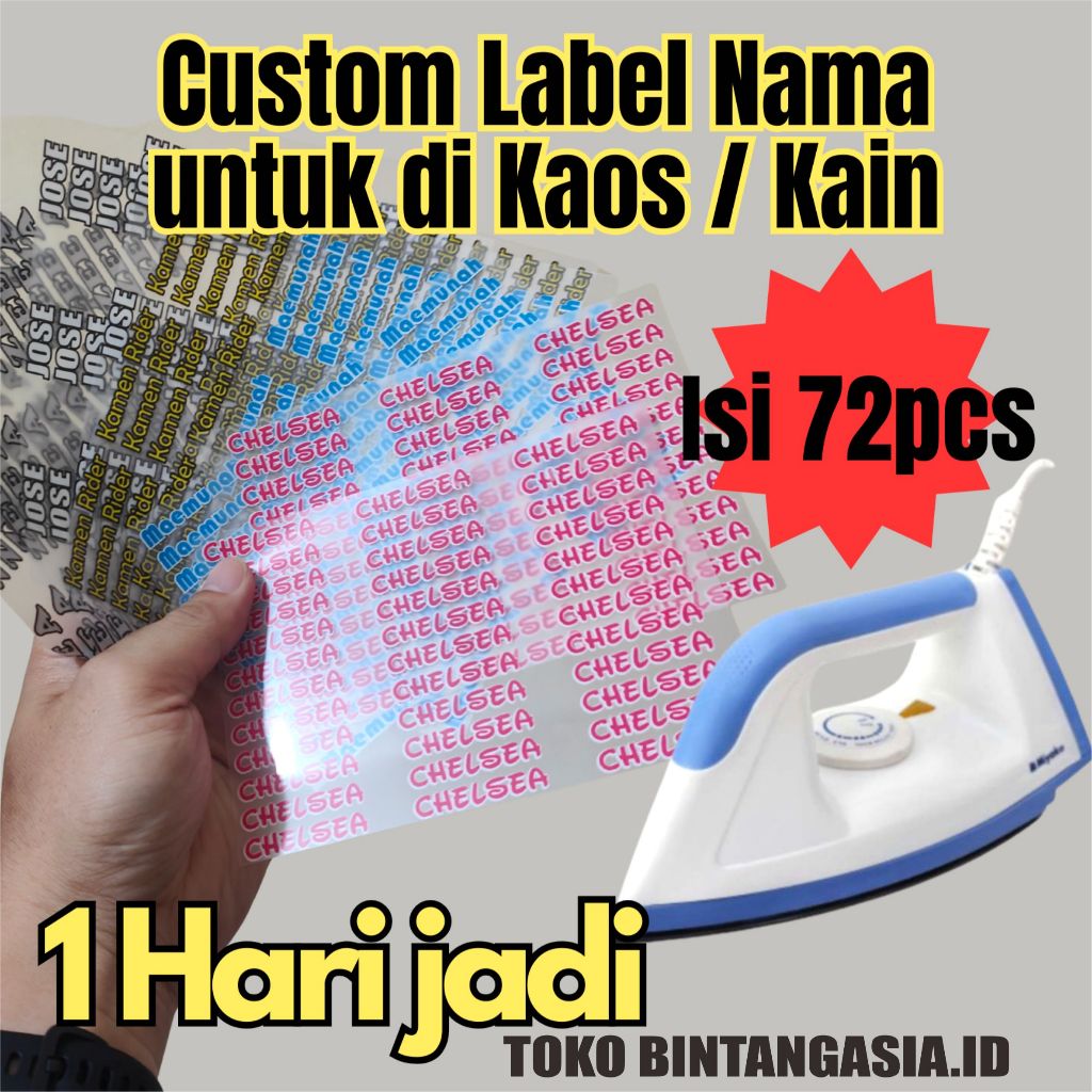 Jual TR139 Label Printing Sticker Nama Isi 72 Pcs Untuk di Kaos / Kain ...