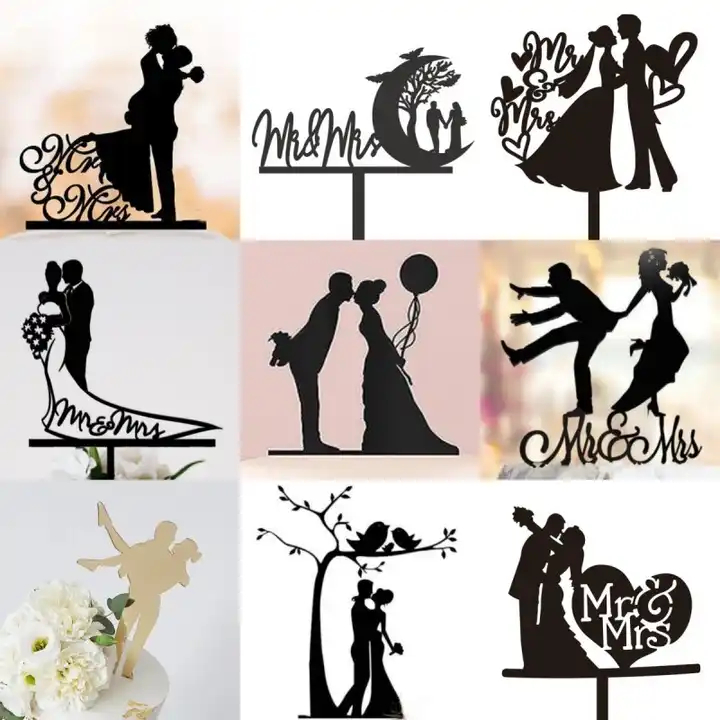 Jual Topper Kue Akrilik Happy Wedding Bride & Groom Mr & Mrs Selamat ...