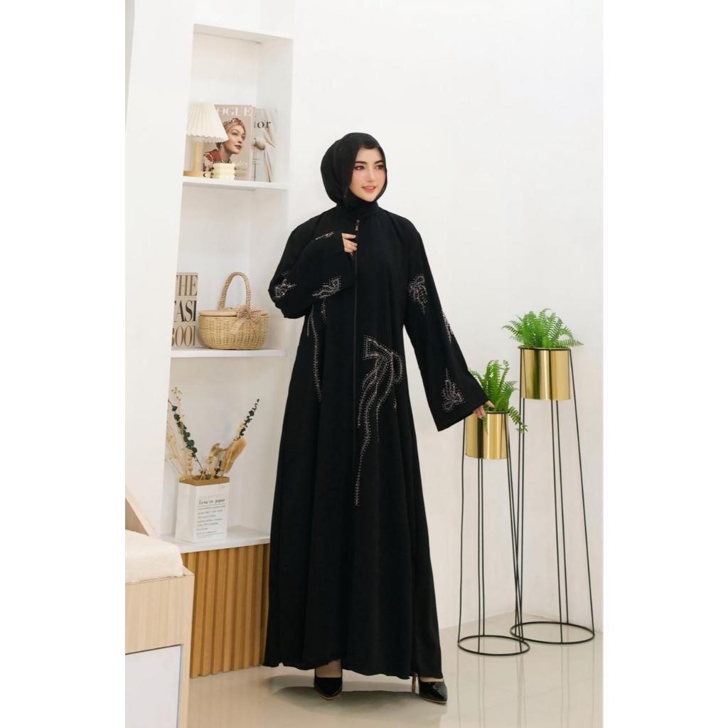 Jual Abaya premium gamis arab hitam jet black payet depan belakang ...