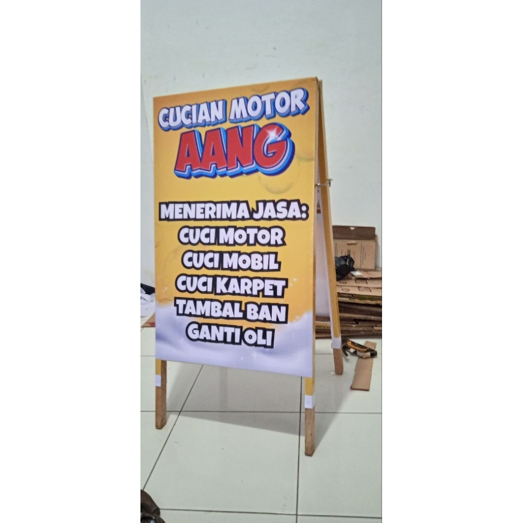 Jual STAND BANNER KAYU LIPAT 2 SISI KUAT ANTI ANGIN FREE CANGKOLAN ...