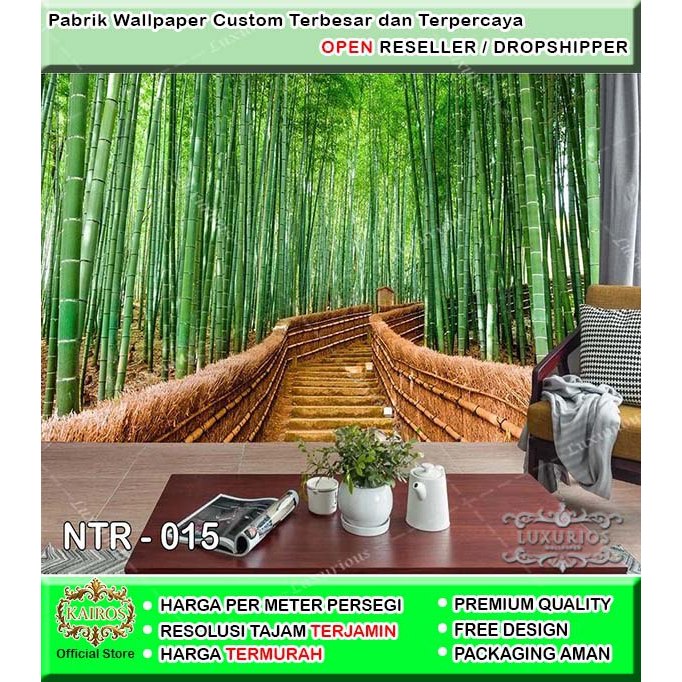 Jual Wallpaper Custom 3D Hutan Bambu Walpaper Pemandangan Alam Sticker ...