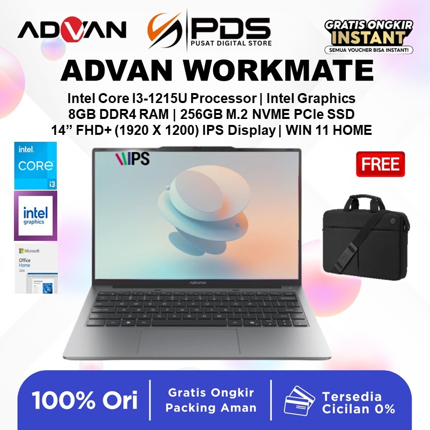 Jual ADVAN Workmate Intel Core I3-1215U Ram 8GB SSD 512GB 14" FHD+ IPS ...