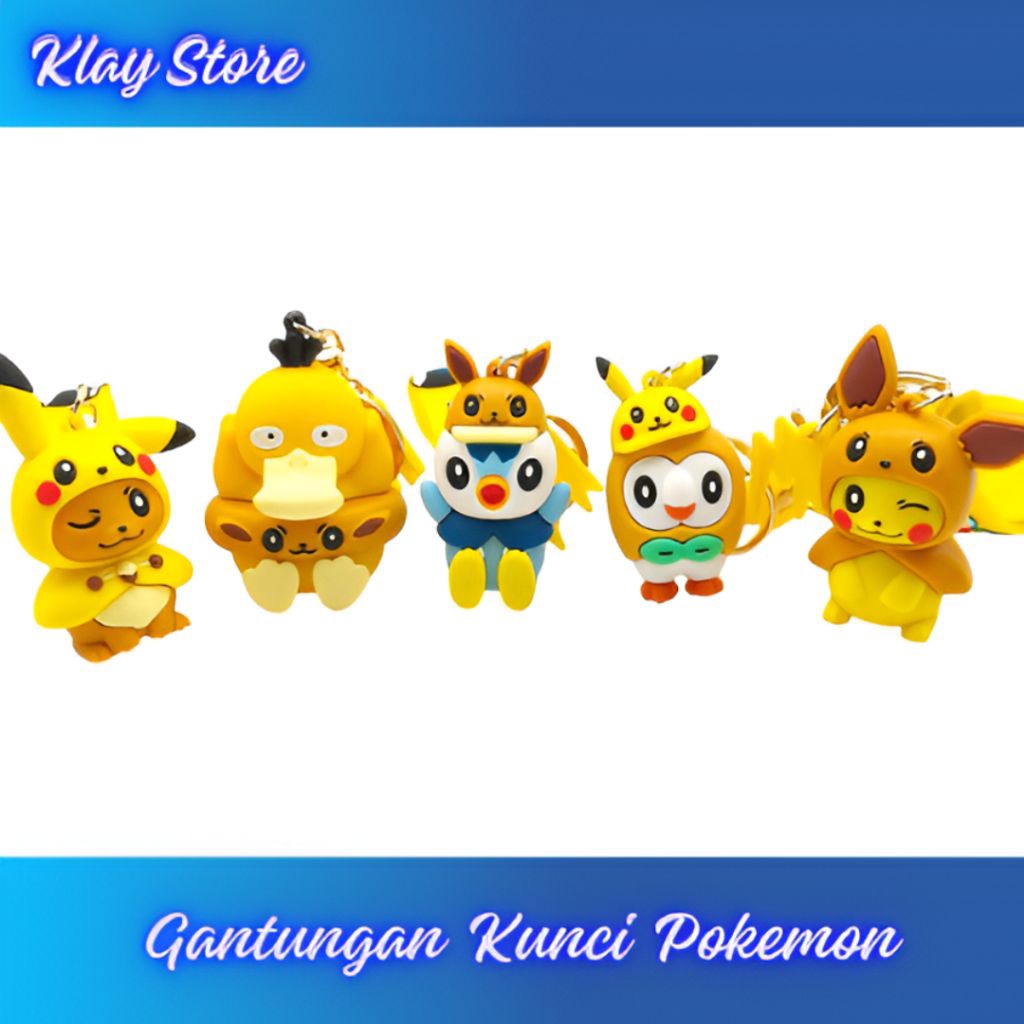 Jual Gantungan Kunci Pokemon Pikachu Piplup Rowlet Psyduck Ready ...