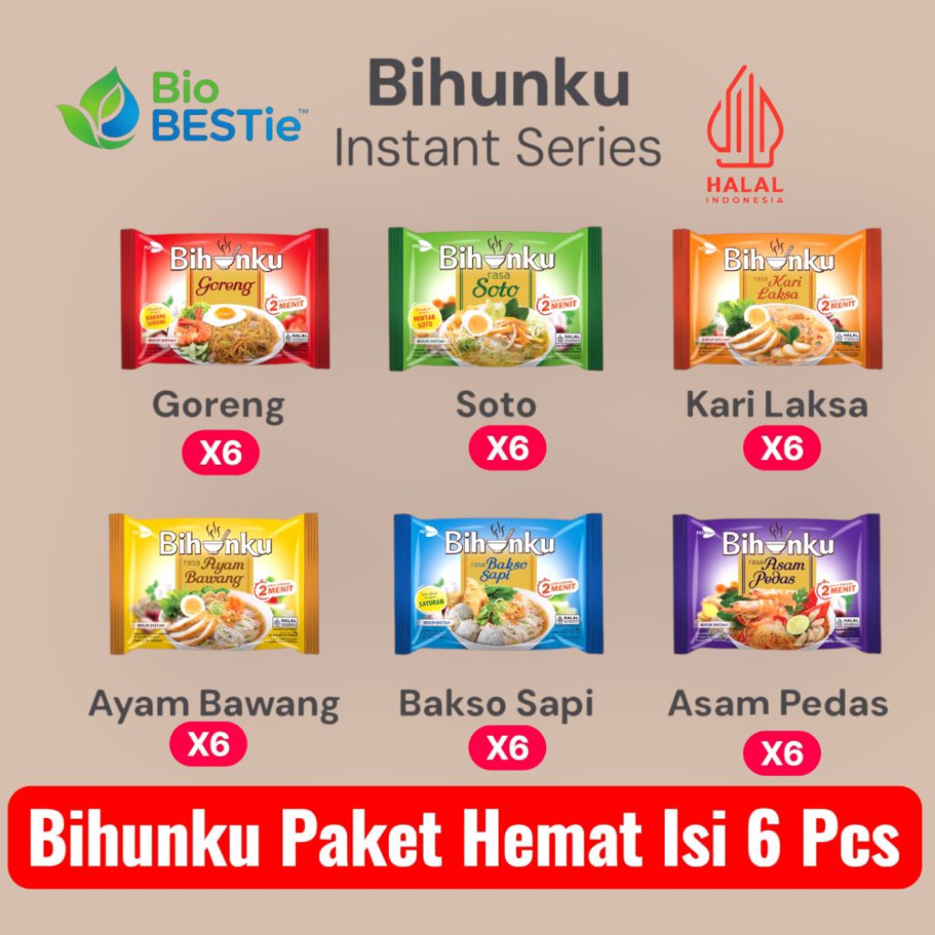 Jual Paket Bundling - Bihunku Instan - Kari Laksa - 55gr - 6pcs ...