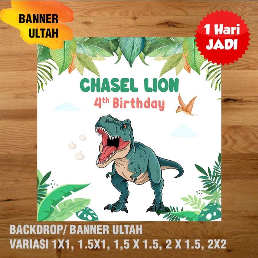 Jual T REX BANNER/ BACKDROP/ SPANDUK ULANG TAHUN UL-TAH | Shopee Indonesia