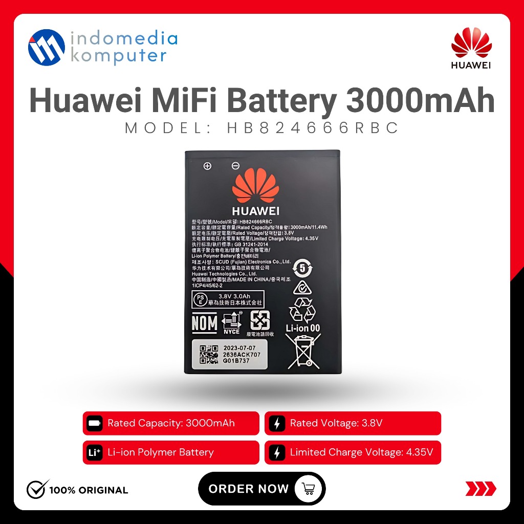 Jual Battery MIFI Huawei 3000 mAh Battery Modem Huawei 3000 mAh Battery ...