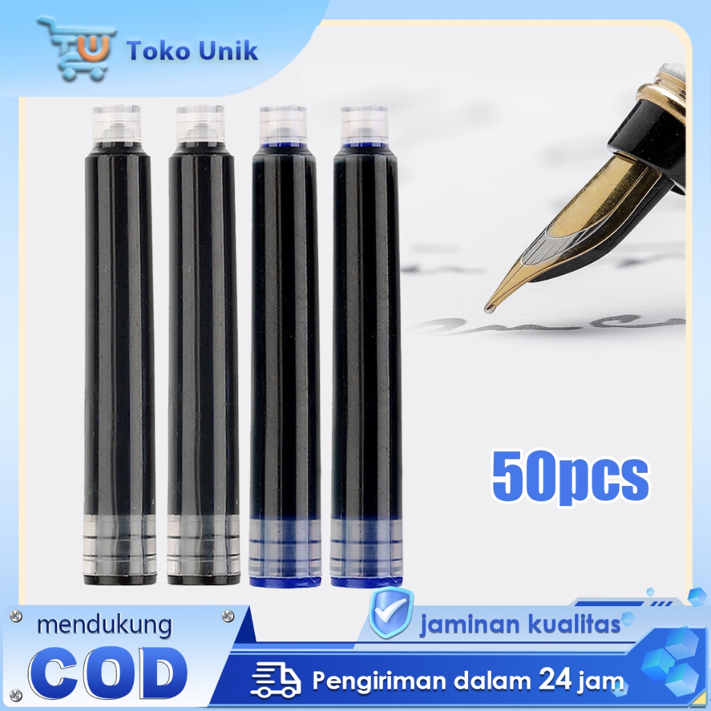 Jual Pulpen Refill 50pcs Fountain Pen Refill Isi Ulang Tinta Pena Hitam ...