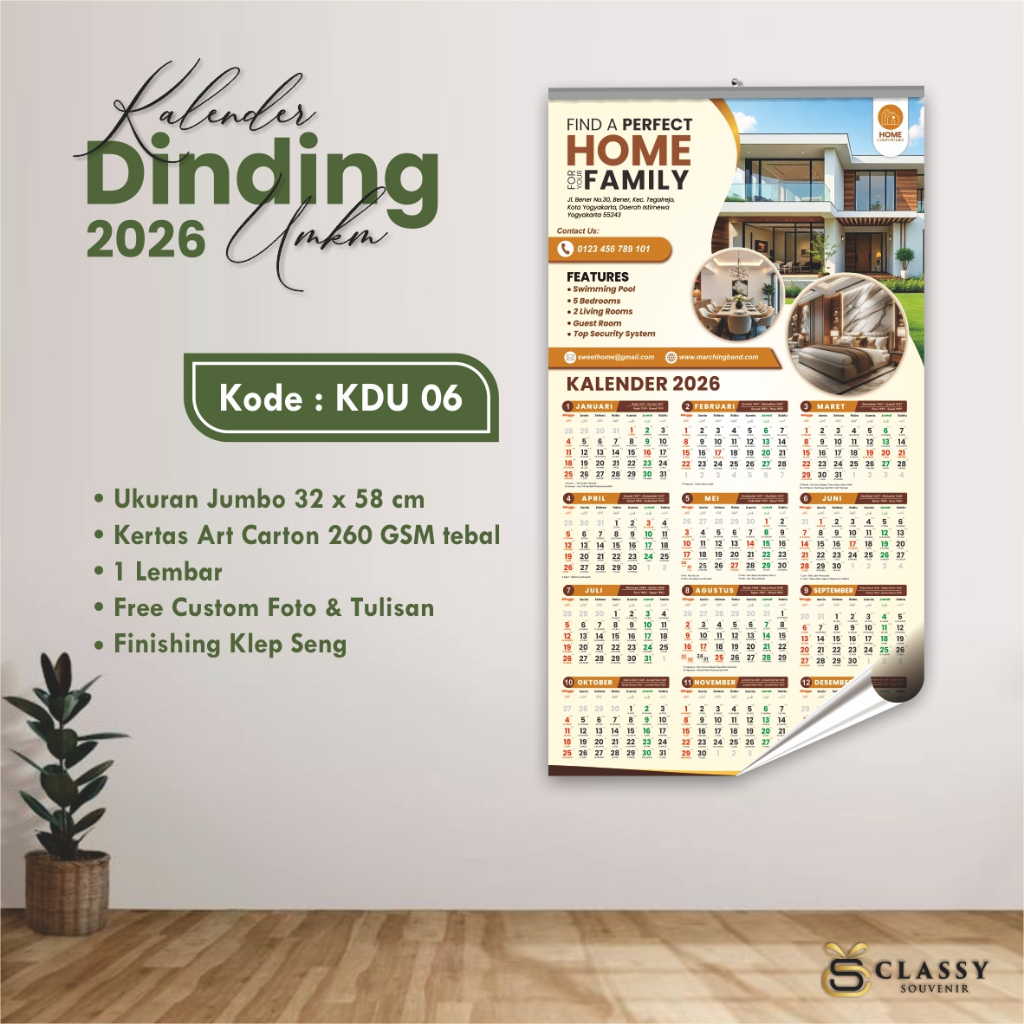 Jual KALENDER DINDING UMKM FULL COLOUR 1 PLY - CETAK KALENDER CUSTOM ...