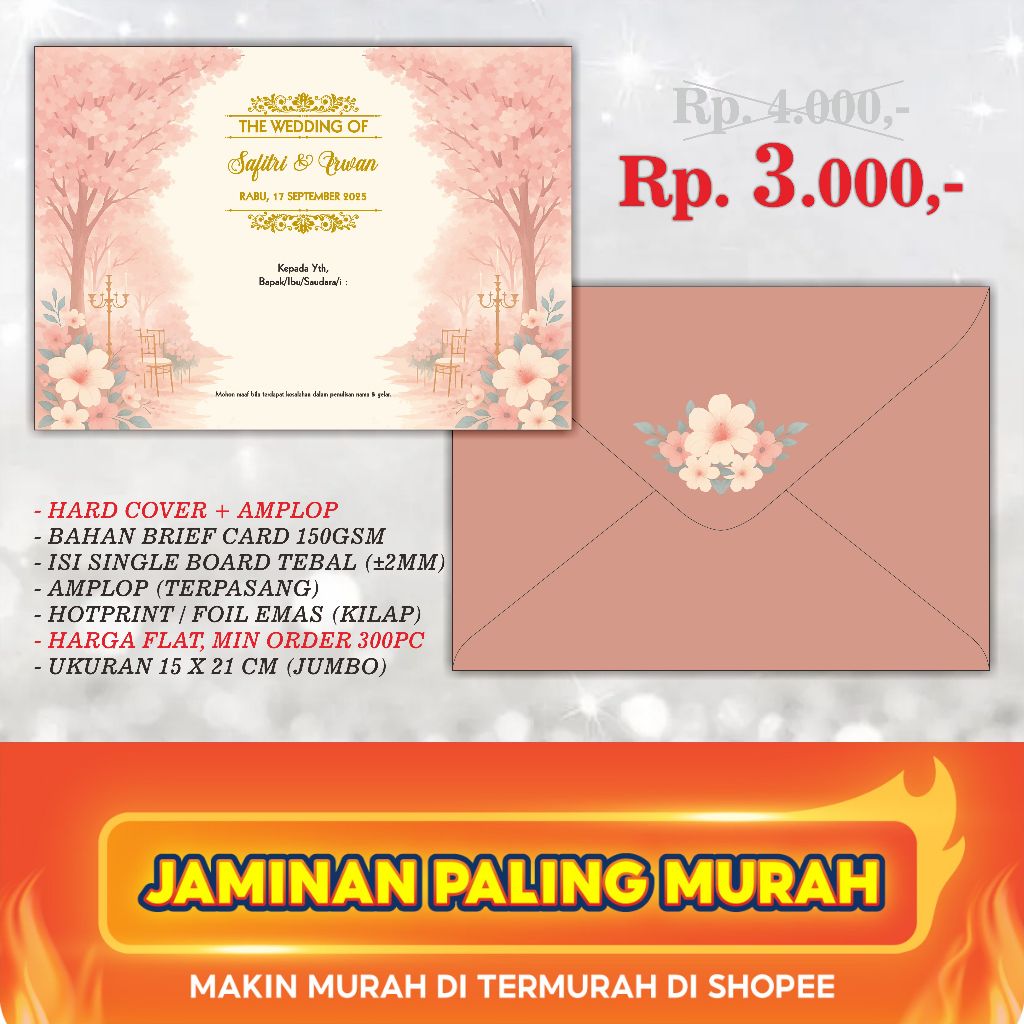 Jual Undangan Pernikahan Hard Cover Dusty Pink Cream | Light Brown ...