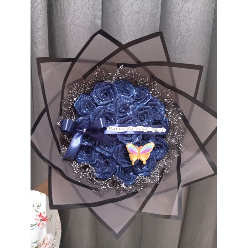 Jual READY SIAP KIRIM, buket bunga satin glitter isi 19 kuntum, hampers ...