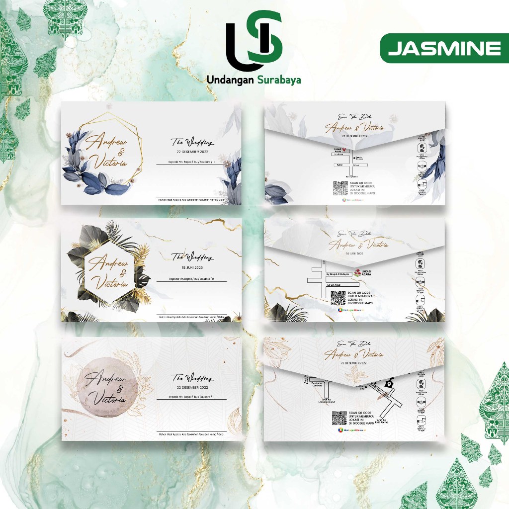 Jual Undangan Surabaya Undangan Pernikahan Jasmine Gliter Bentuk Semi ...