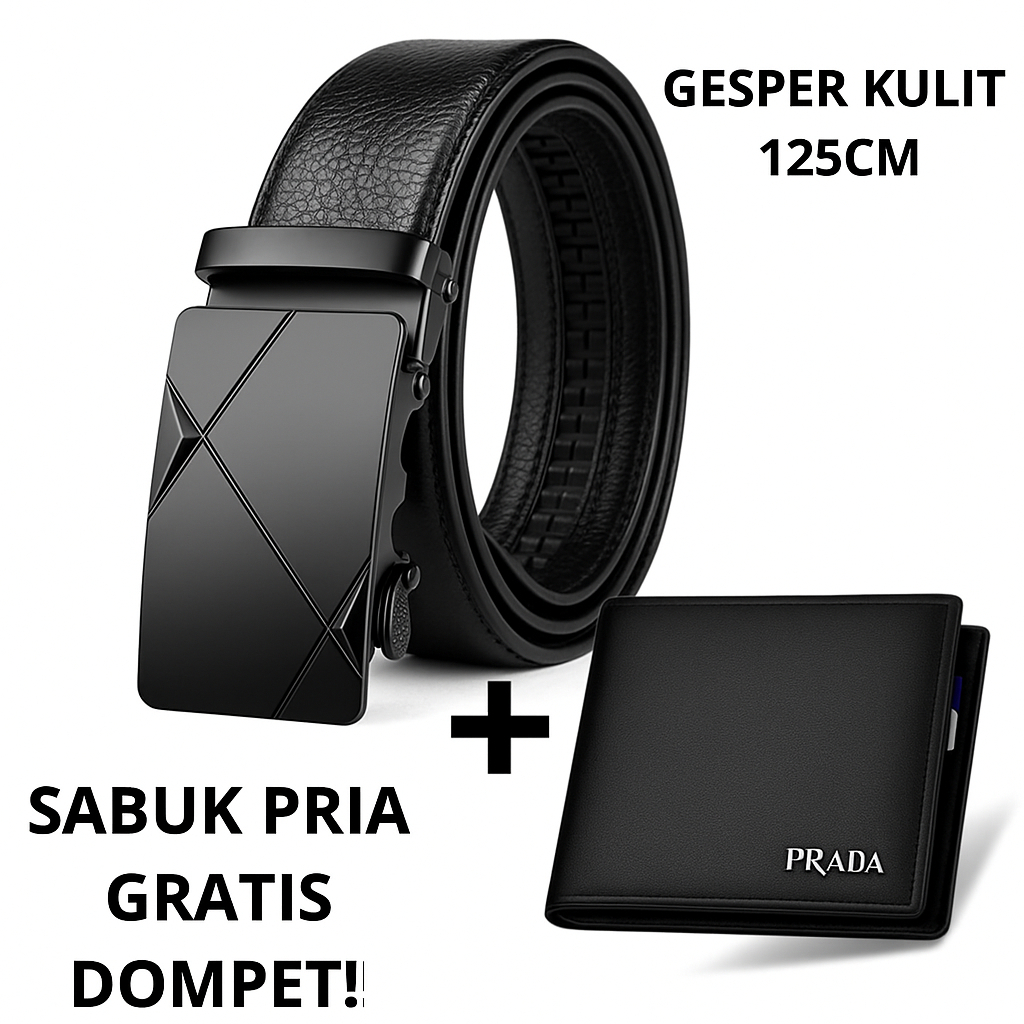 Jual BONUS DOMPET sabuk kulit pria otomatis kasual gesper kerja dan ...
