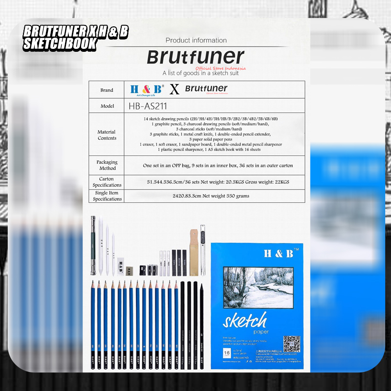 Jual Brutfuner X H & B Pensil Lukis Sketa 35 & 50 Set Sketsa ...