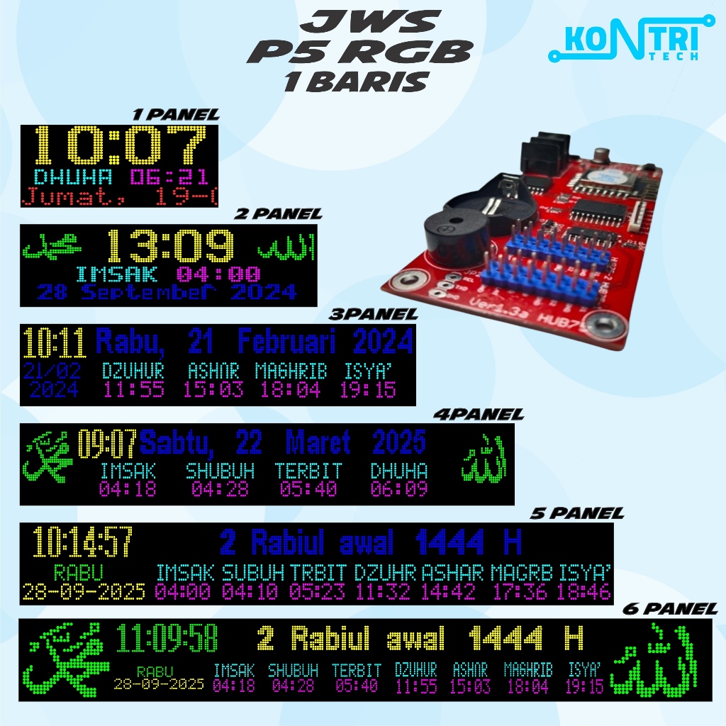 Jual Controller JWS 1-6 Panel RGB P5 Kontroler Untuk Jam Waktu Sholat ...