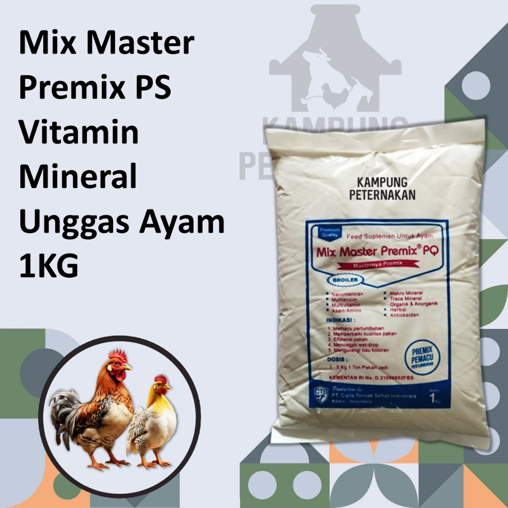 Jual Mix Master Premix PQ Vitamin Mineral Unggas Ayam 1KG | Shopee ...