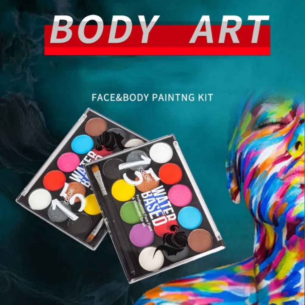 Jual Face Paint Body Art 15 Warna Water Based + 2 Kuas Cat Wajah dan ...