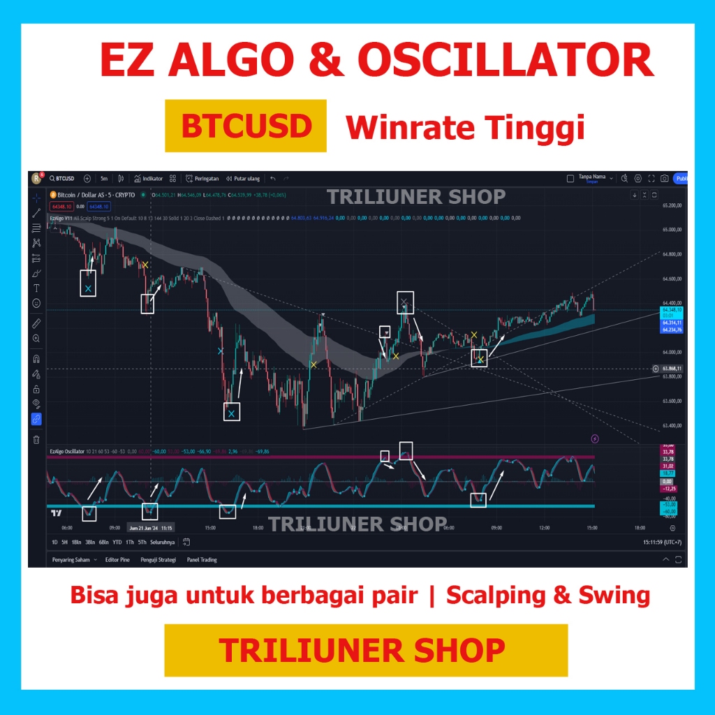 Jual [WINRATE TINGGI] EZ ALGO Indikator Trading Forex Crypto Paling Akurat - XAUUSD (Gold) - BTC ...