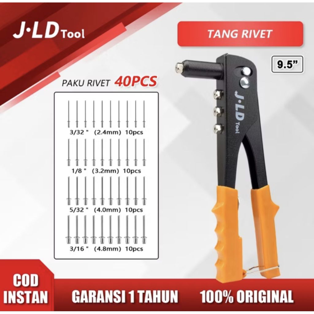 Jual JLD Tang Rivet 9,5inch Tang Paku Rivet 40 Pcs | Shopee Indonesia